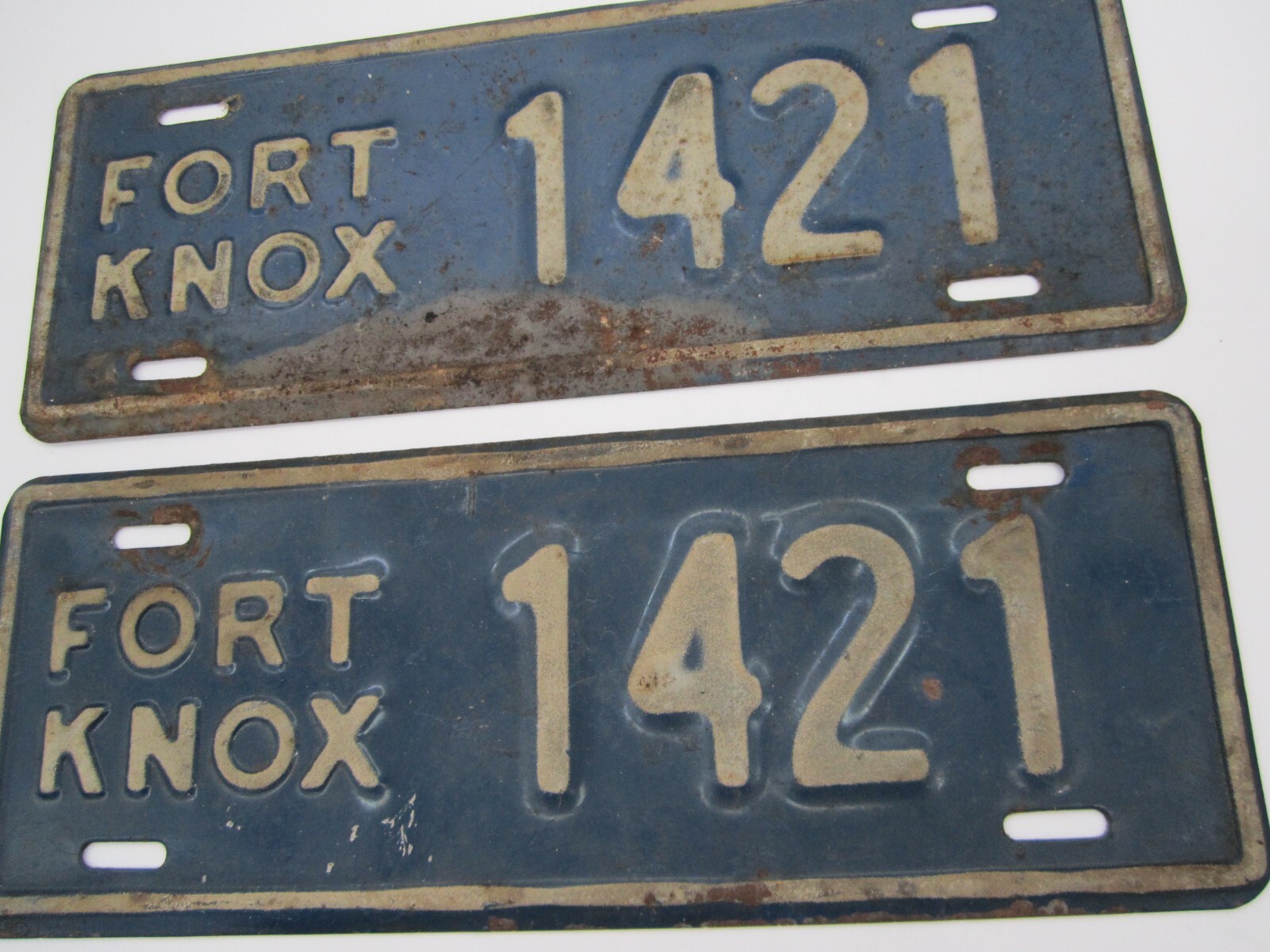 VINTAGE EARLY MILITARY PRE WWII FORT KNOX LICENSE PLATE TOPPERS MATCHED ...