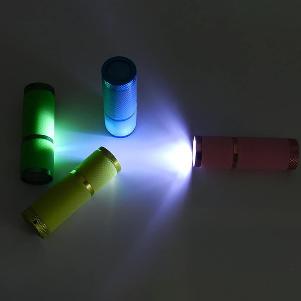 Mini 9 LED Glow in Dark Flashlights, 1Pack Rubber Coated Handheld ...
