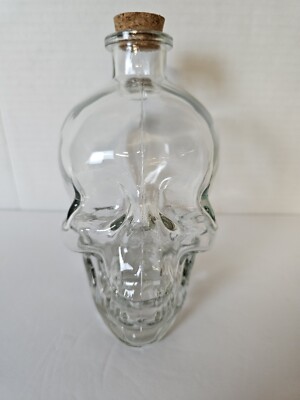Skull Glass Bottle W/ Cork Clear Halloween Skeleton Home Decor | eBay