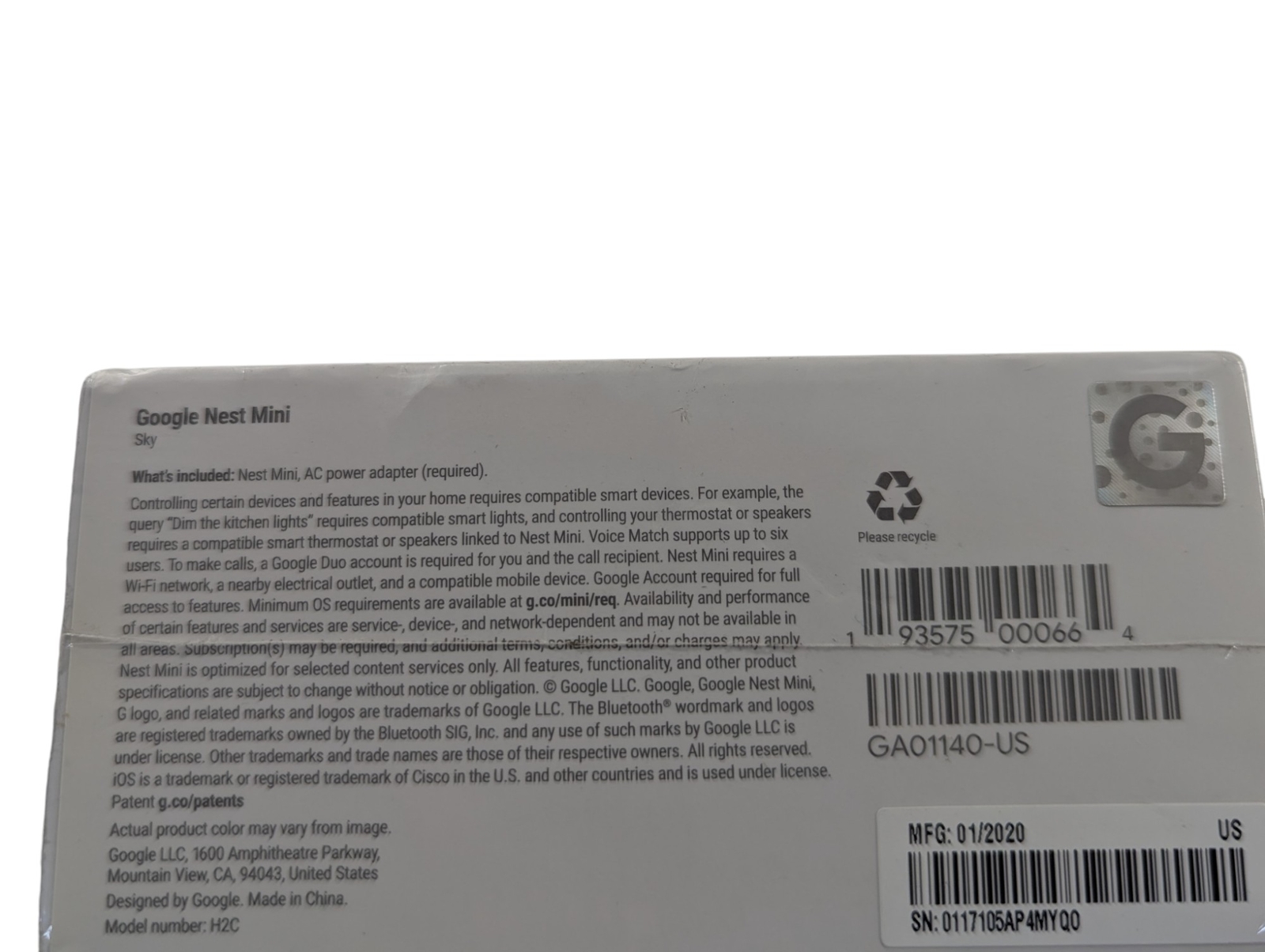 Google Nest Mini (Sky Blue, 2nd Gen ) GA01140-US- NEW | eBay