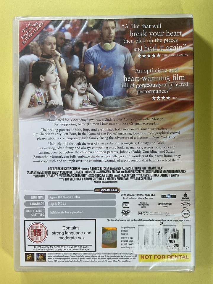 In America, DVD, Drama, 2004, Djimon Hounsou, Cert 15, Movie.. New ...