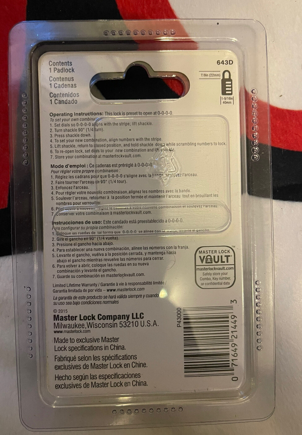 Master Lock 643D 1-9/16 Inch Combination Padlock | eBay