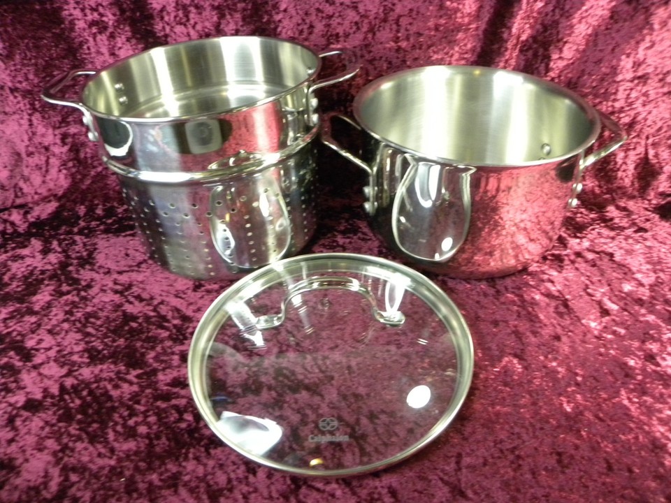 Calphalon Stainless Steel 6 Quart Stock Pot 8606 Pasta Insert Induction ...