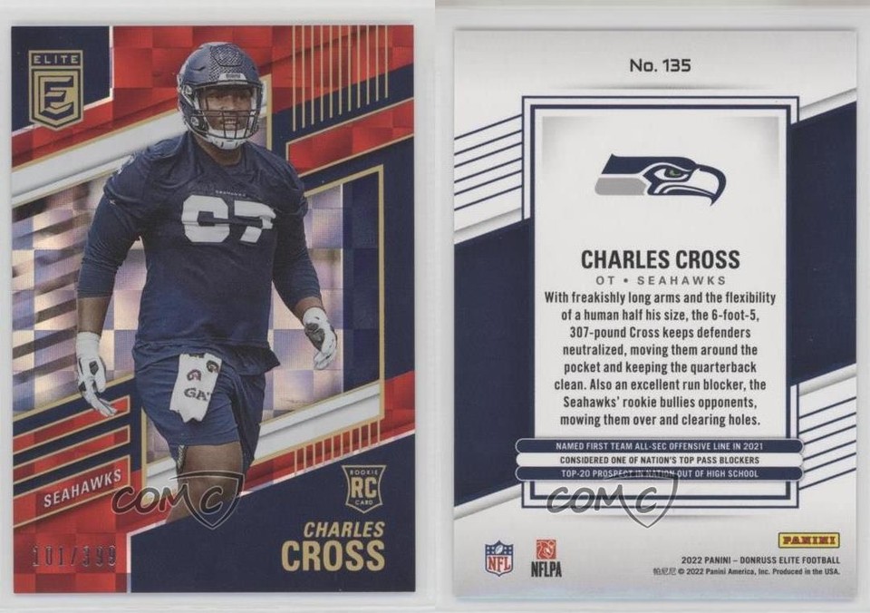 2022 Panini Donruss Elite Rookies Red 101/399 Charles Cross #135 Rookie ...