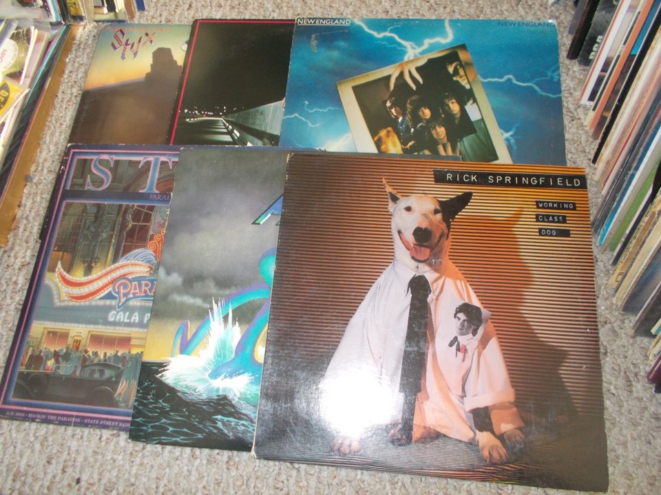 LOT OF 20 ORG ROCK LPS STYX, FOREIGNER, LOVERBOY, NEW ENGLAND, ELO ...