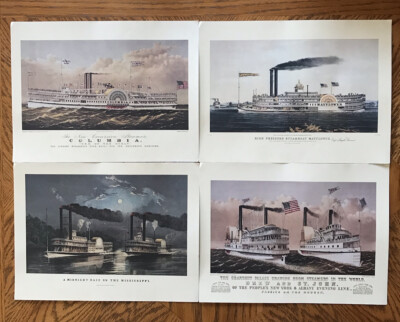 Vintage Set Of 4 Currier & Ives American Steamboat Prints 12” X 9” | eBay