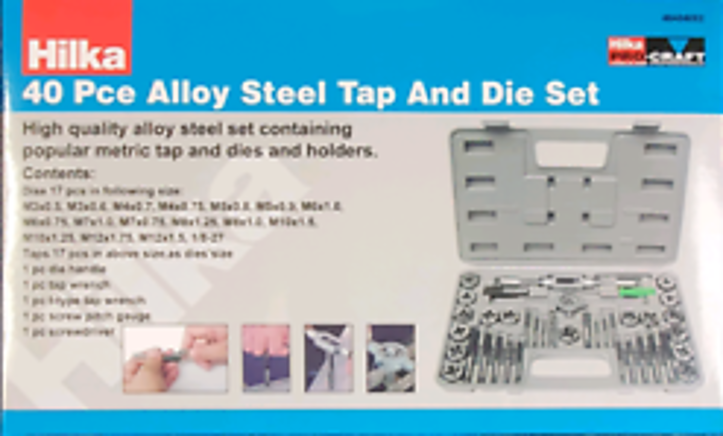 Hilka Tap And Die Set 40 piece alloy steel metric taps wrench dies ...