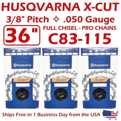 HUSQVARNA 3-Pack 36" X-CUT PRO Chains C83-115 - 3/8 - .050 - 115DL ...
