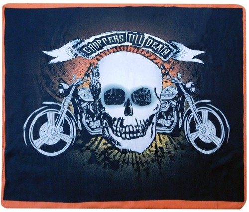 Choppers Till Death Motorcycle Skull Black 50x60 Polar Fleece Blanket ...