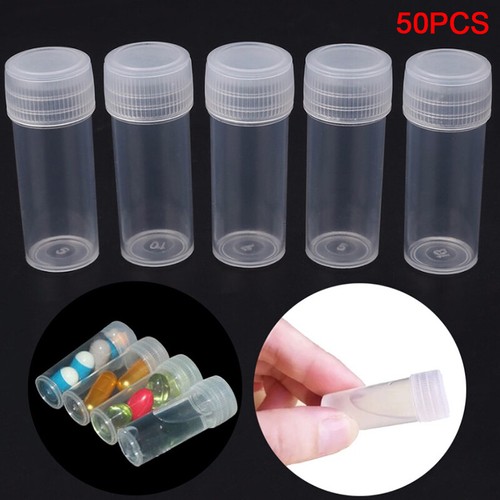 50Pcs Plastic Bottle Sample Jar 5g Small Barrel Vials Capsule Storage ...
