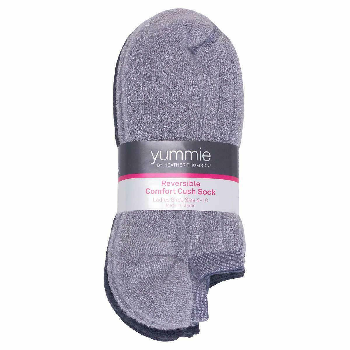 Yummie by Heather Thomson Women 3-Pack Reversible Comfort Cush Socks ...