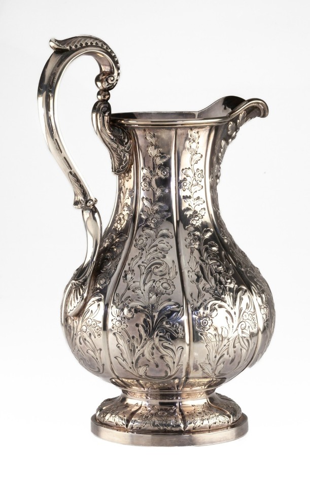 Gorgeous, Unique Coin Silver Repousse Water Pitcher by Lincoln & Foss ...