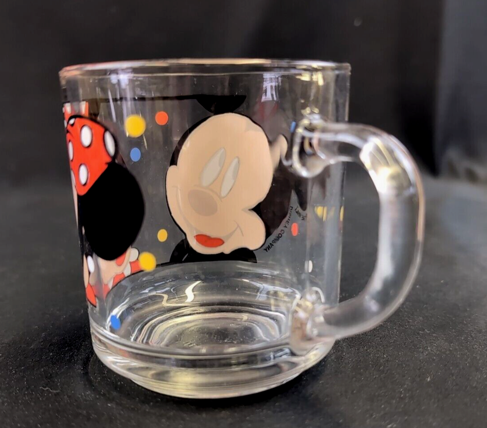 The Walt Disney Company Mickey Mouse and Minnie Mouse Clear Glass Mug ...