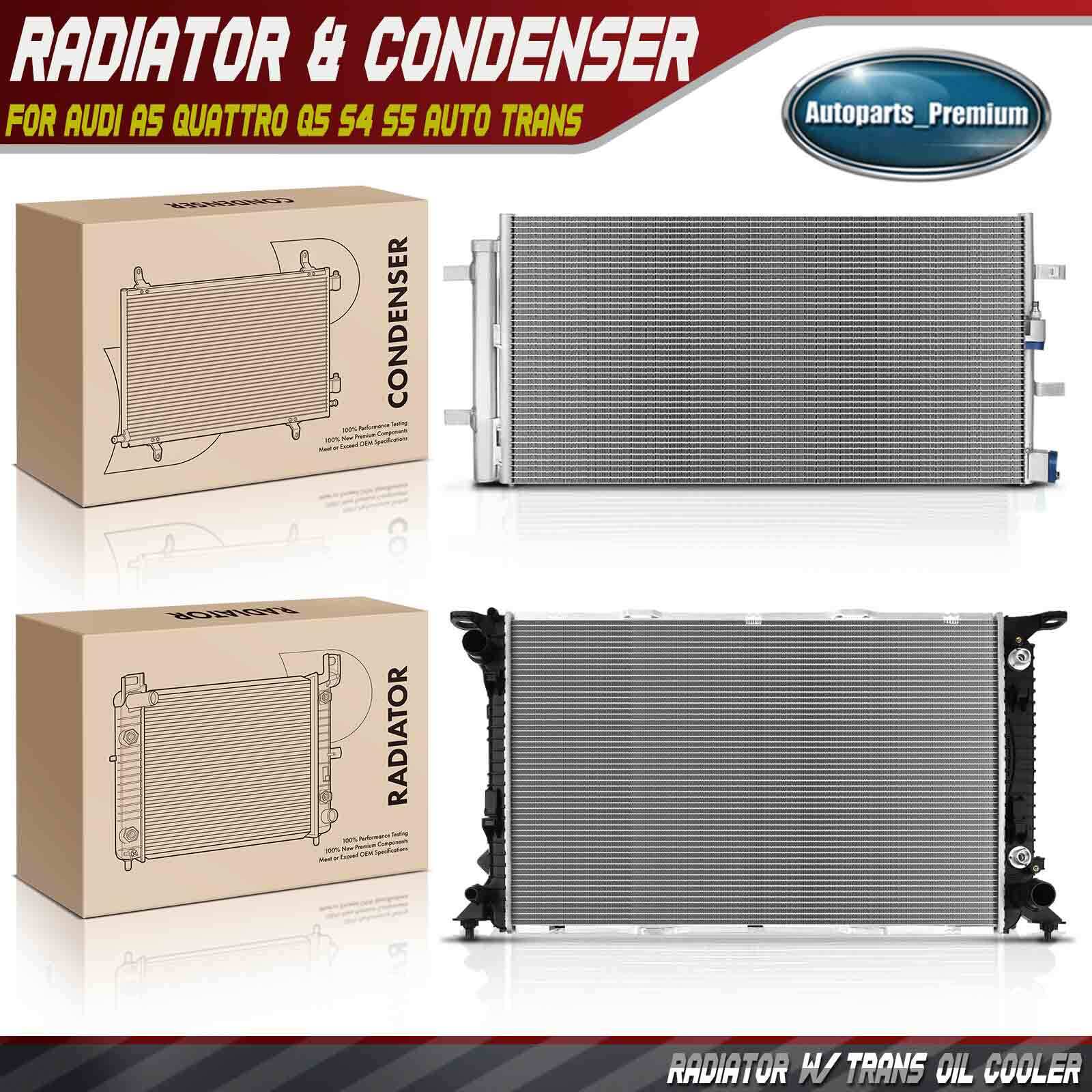 2x Radiator & AC Condenser Cooling Kit for Audi A5 Quattro Q5 S4 S5 ...