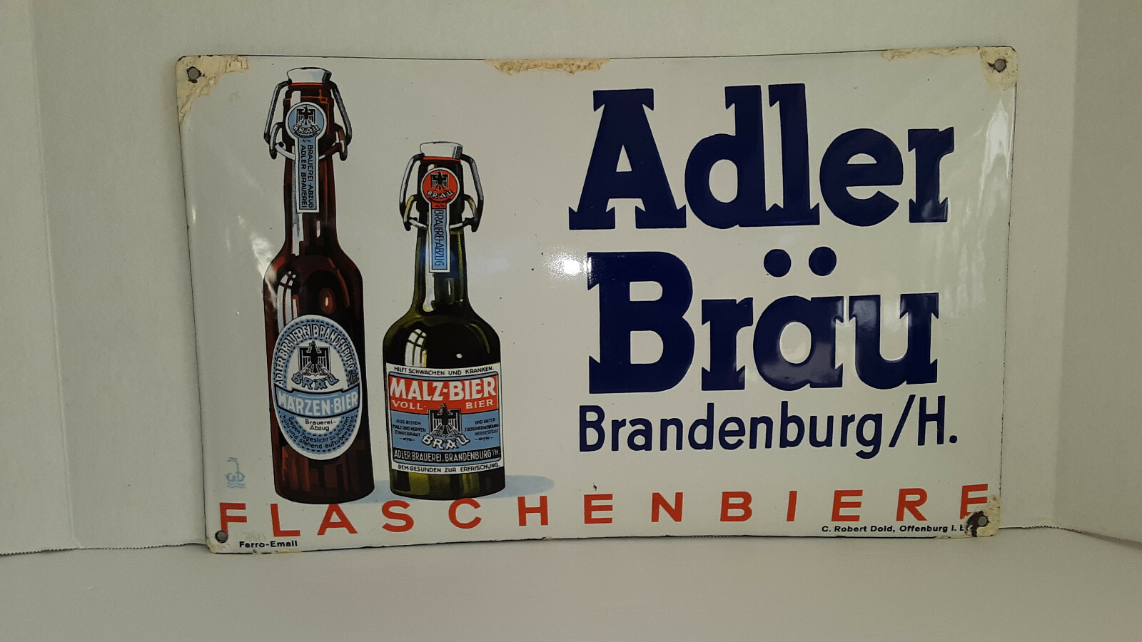 Porcelain Beer Sign. Adler Brau German beer. Flaschenbiere (in the ...
