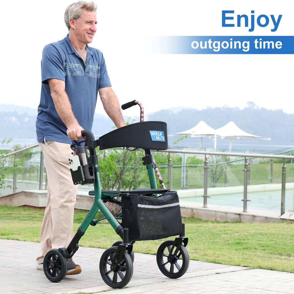 Walk Mate Rollator Pro Walker for Seniors Taller 5~7ft W/ Height ...