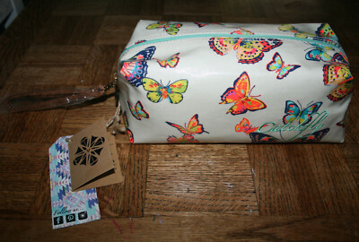 Catchfly Women's Butterfly Print Large Cosmetic Wristlet Bag Multicolor ...