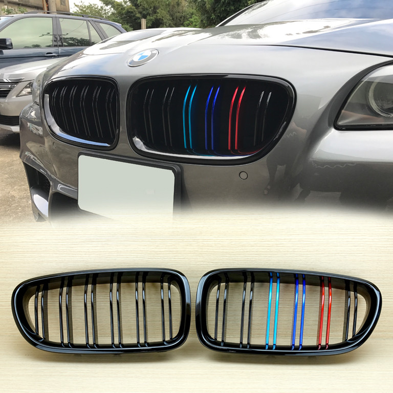 Metal Look BMW F10/f11 Sedan/Touring Shiny Black M5 Style Front Grills ...