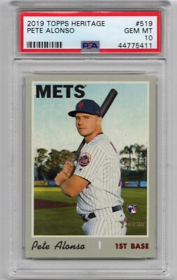 2019 Topps Heritage Pete Alonso Rookie Card Card #519 PSA 10 GEM MINT ...