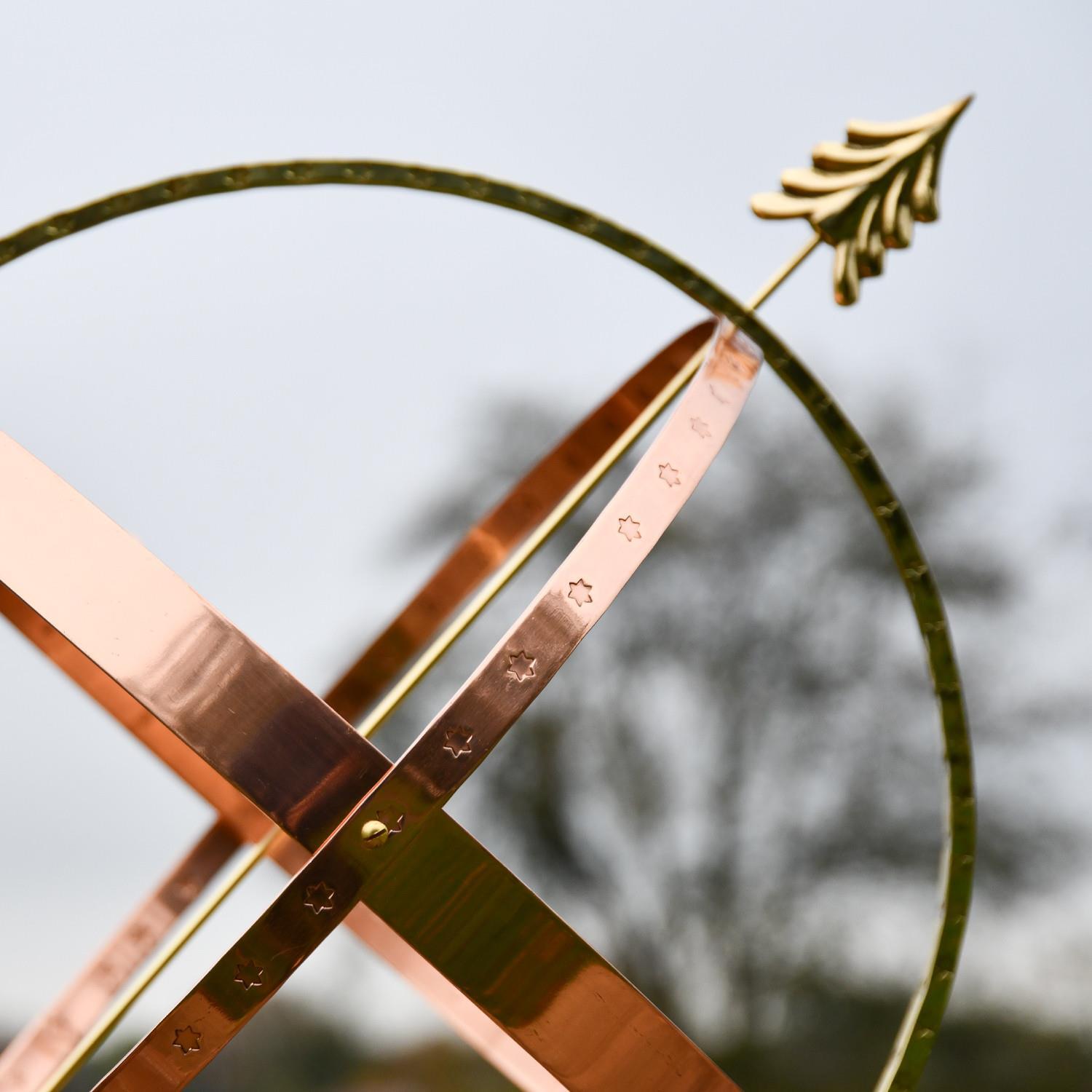 Polished Brass and Copper "athens" Garden Armillary Sundial - 57cm Tall ...