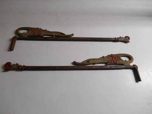 Pair Of Antique Ornate Metal Art Deco Swing Arm Drapery / Curtain Rods ...