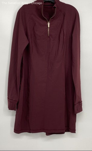 Lululemon Womens Burgundy Long Sleeve Quarter Zip Define Sheath Dress ...