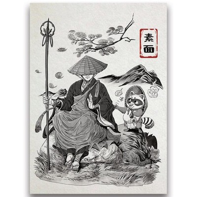 Monk and Tanuki - Yokai Series – MTG Size – 100 Textured Matte Card ...