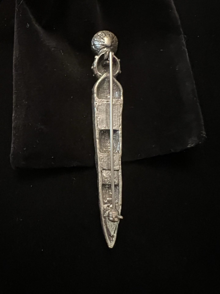 Vintage Dagger Brooch Scottish Sword Dirk Kilt Pin with Semi Precious ...
