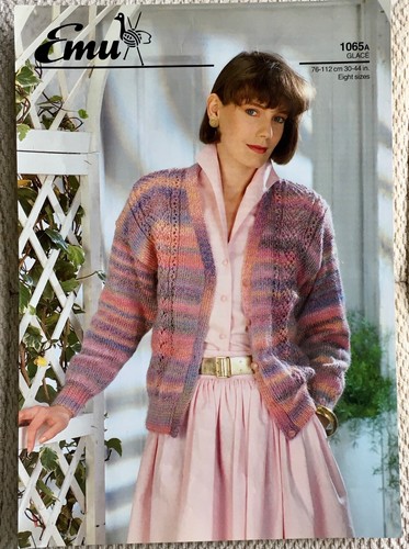EMU KNITTING PATTERN 1065 FOR LADIES CARDIGAN IN EMU GLACE ~ SIZES 30 ...