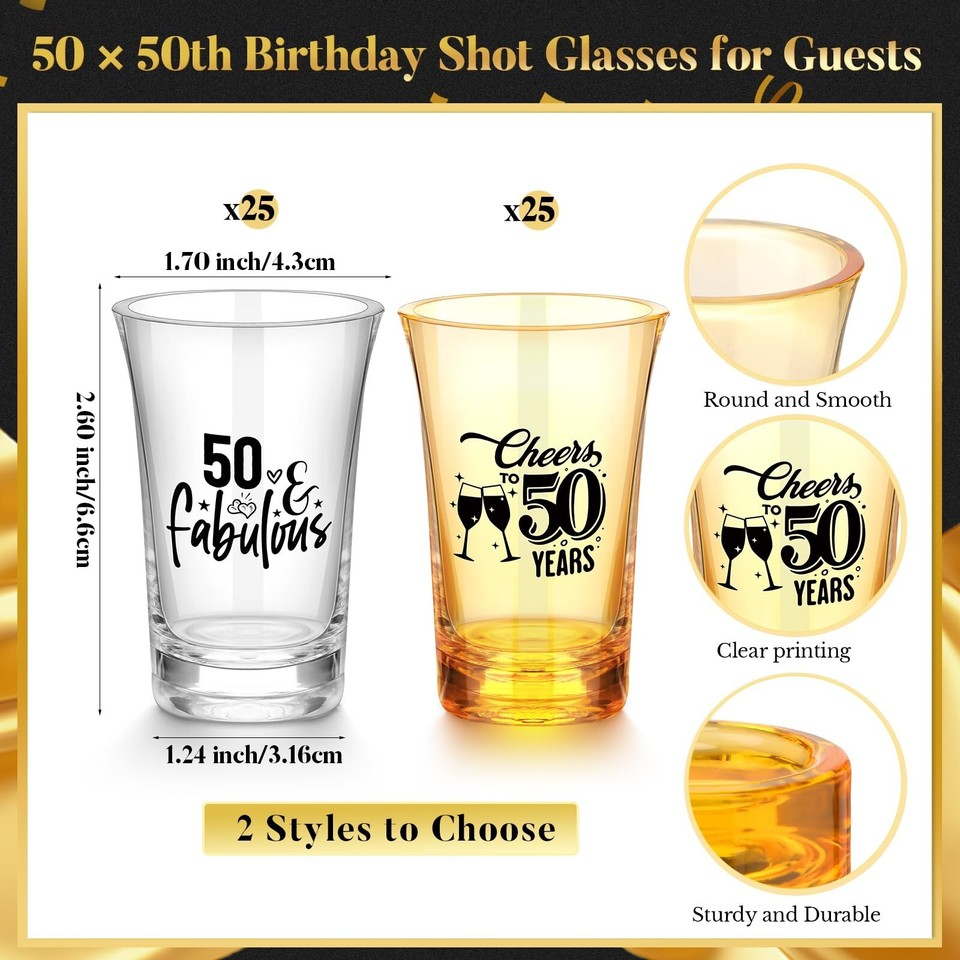 50 Sets Birthday Party Favors for Guests Souvenir Short Glasses Cheers ...