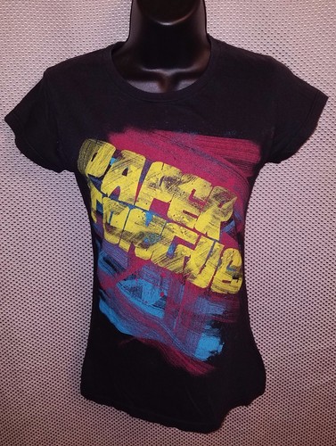 Paper Tongues Hand Painted Black Band T-Shirt - Womens Small | eBay