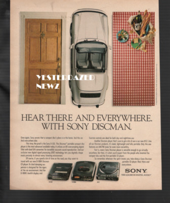 1988 print ad for Sony Discman "Hear There and Everywhere with Sony ...