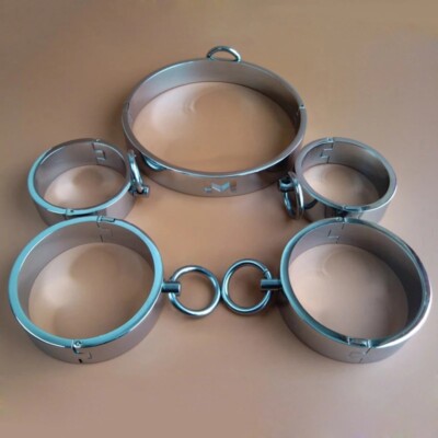 Metal Hand Ankle cuffs Neck collar bdsm Bondage Set handcuffs Shackle ...