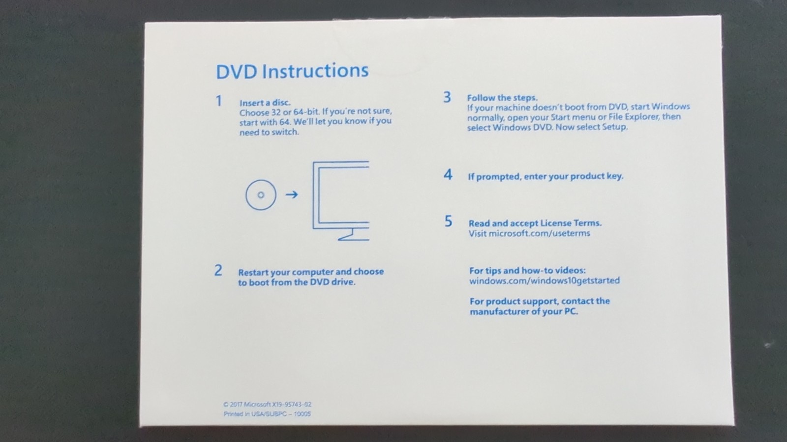 Windows Win 10 pro 64 bit installation DVD w/ Genuine License Product ...