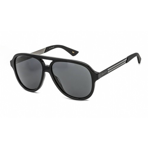 Gucci Men's Sunglasses Black Aviator Plastic Full Rim Frame GG0688S 001 ...