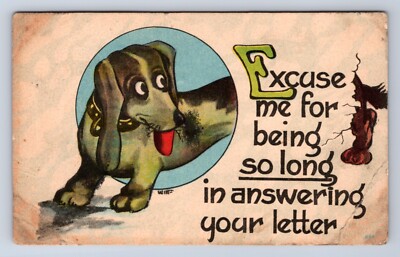 VINTAGE EXCUSE ME FOR BEING SO LONG IN ANSWERING YOUR LETTER POSTCARD ...