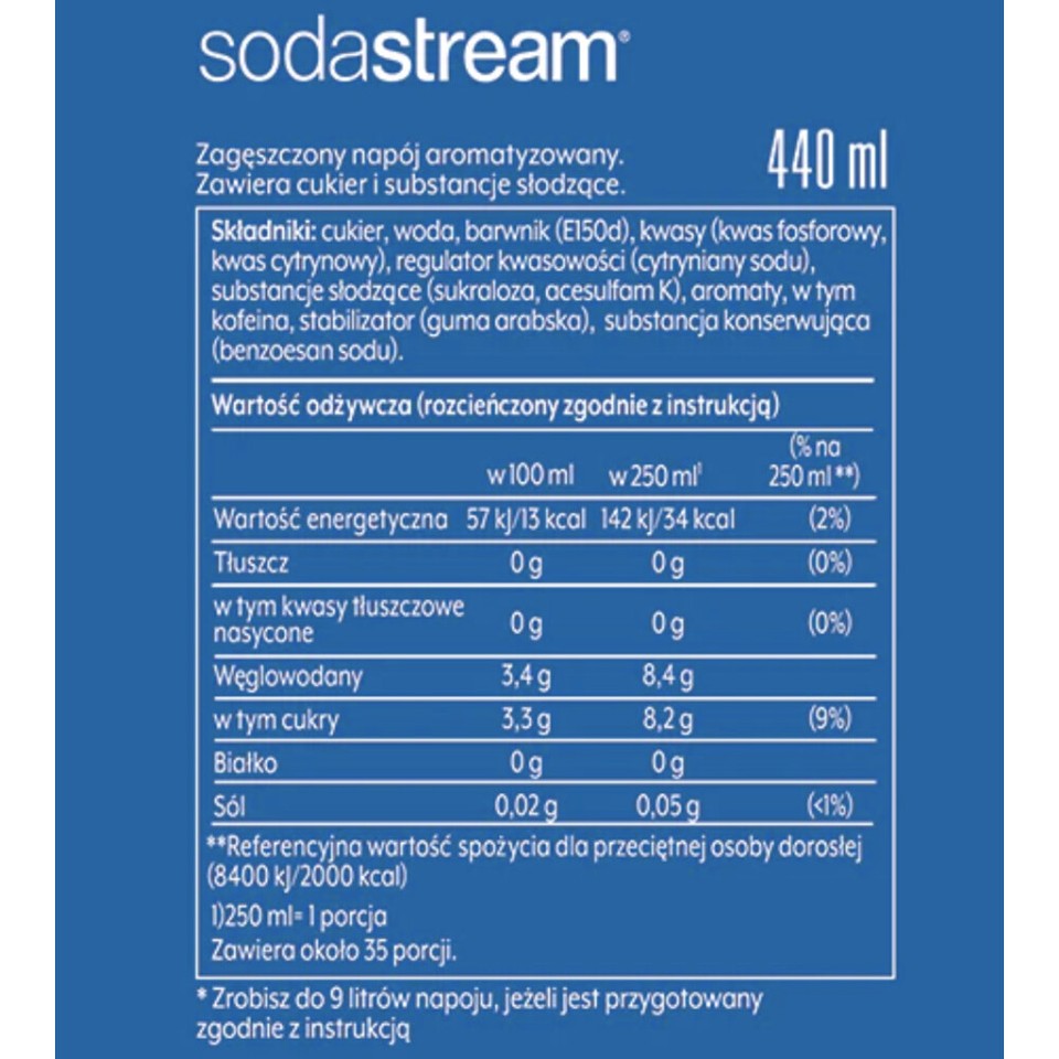 SODASTREAM CONCENTRATE - SODA STREAM SYRUP - 440ml - UP TO 9 LITER SODA ...
