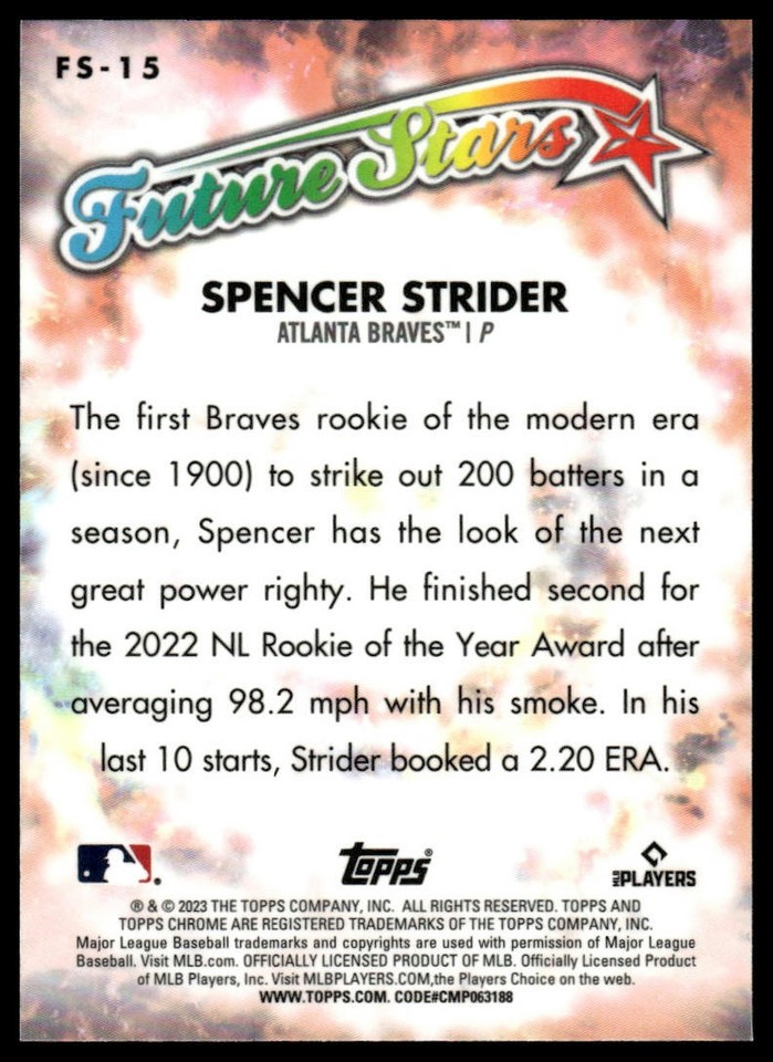 2023 Topps Chrome #FS-15 Spencer Strider Atlanta Braves Baseball Card ...