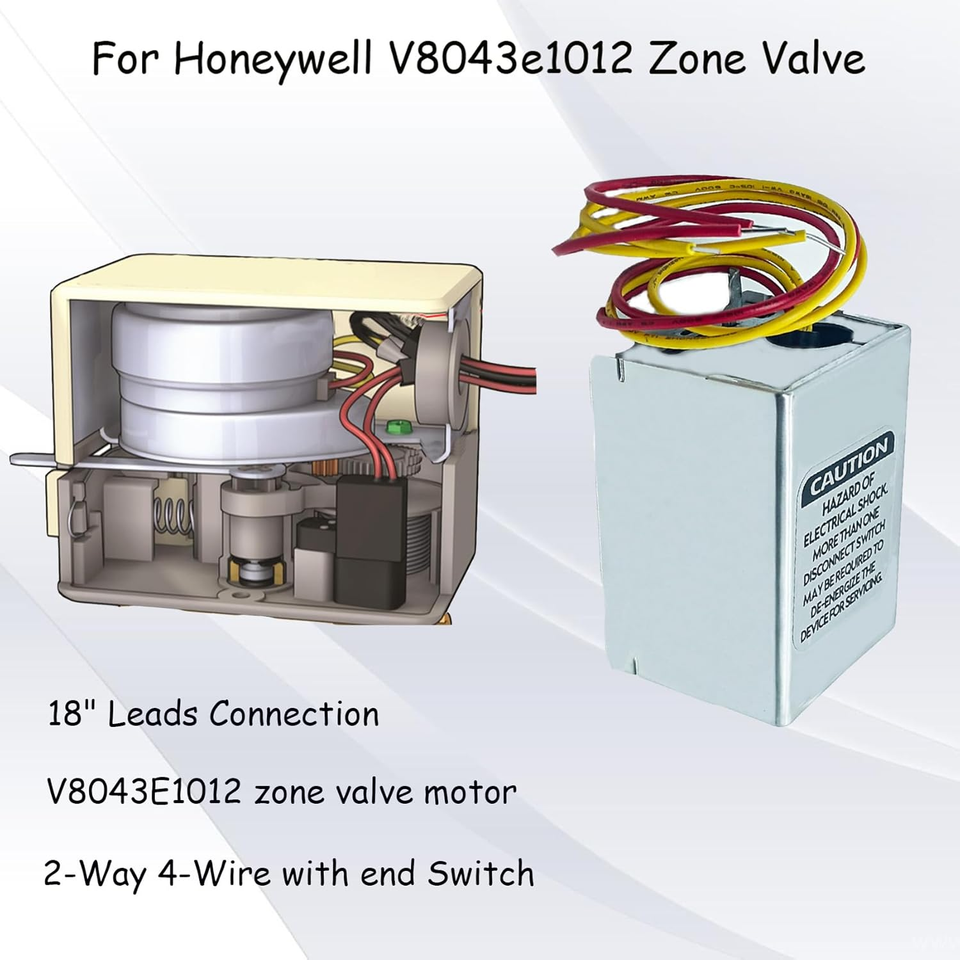 Motorized Valve V8043E1012 Honeywell 5000 Series 24V 2-Way Zone Valve ...