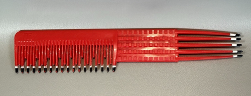 Vtg MEBCO Red Plastic Hair Comb Lift Detangler Pick Double Dipped Tips ...