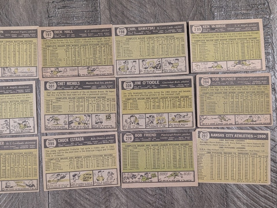 1961 TOPPS BASEBALL CARD O'TOOLE KC ATHLETICS HALL ESTRADA ESPOSITO LOT ...