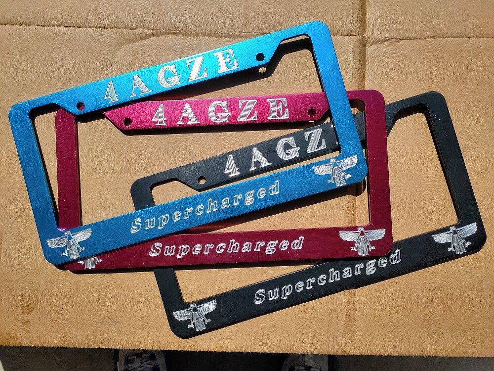 Toyota MR2 MK1 CUSTOM ALUM LICENSE PLATE FRAME 1885 -1889 supercharged ...