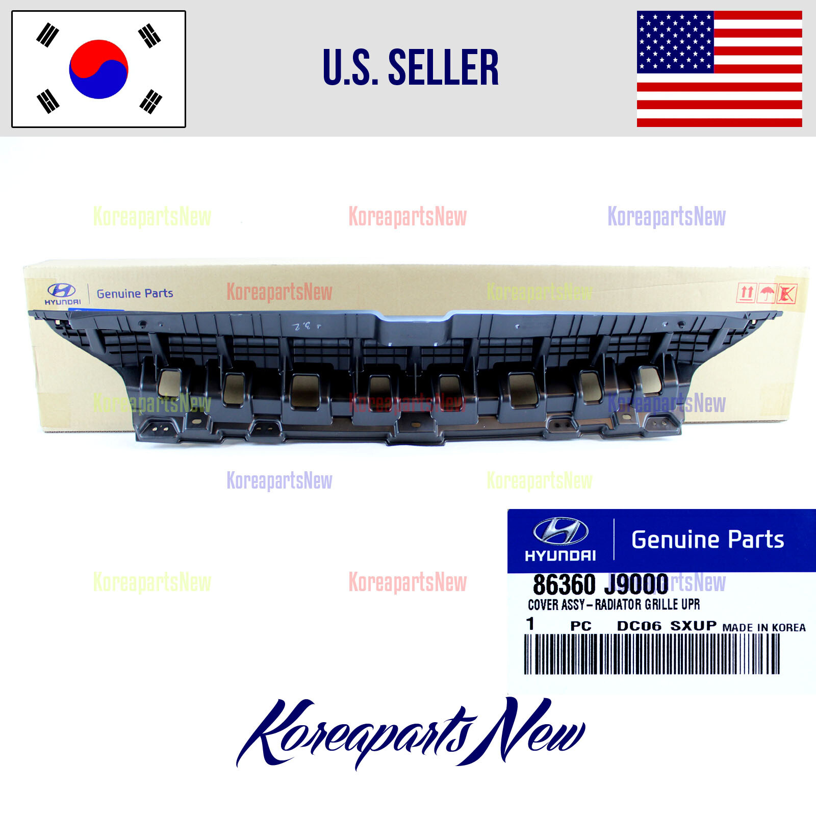 Grille Front + Cover Sight Shield BLACK (2pcs) ⭐GENUINE⭐ Hyundai Kona ...