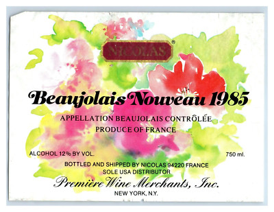 1970's-80's Nicolas Beaujolais Nouvean French Wine Label Original S27E ...