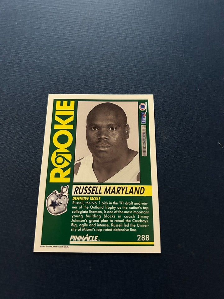 1991 Pinnacle Football Russell Maryland Rookie Card #288 Set Break NM ...