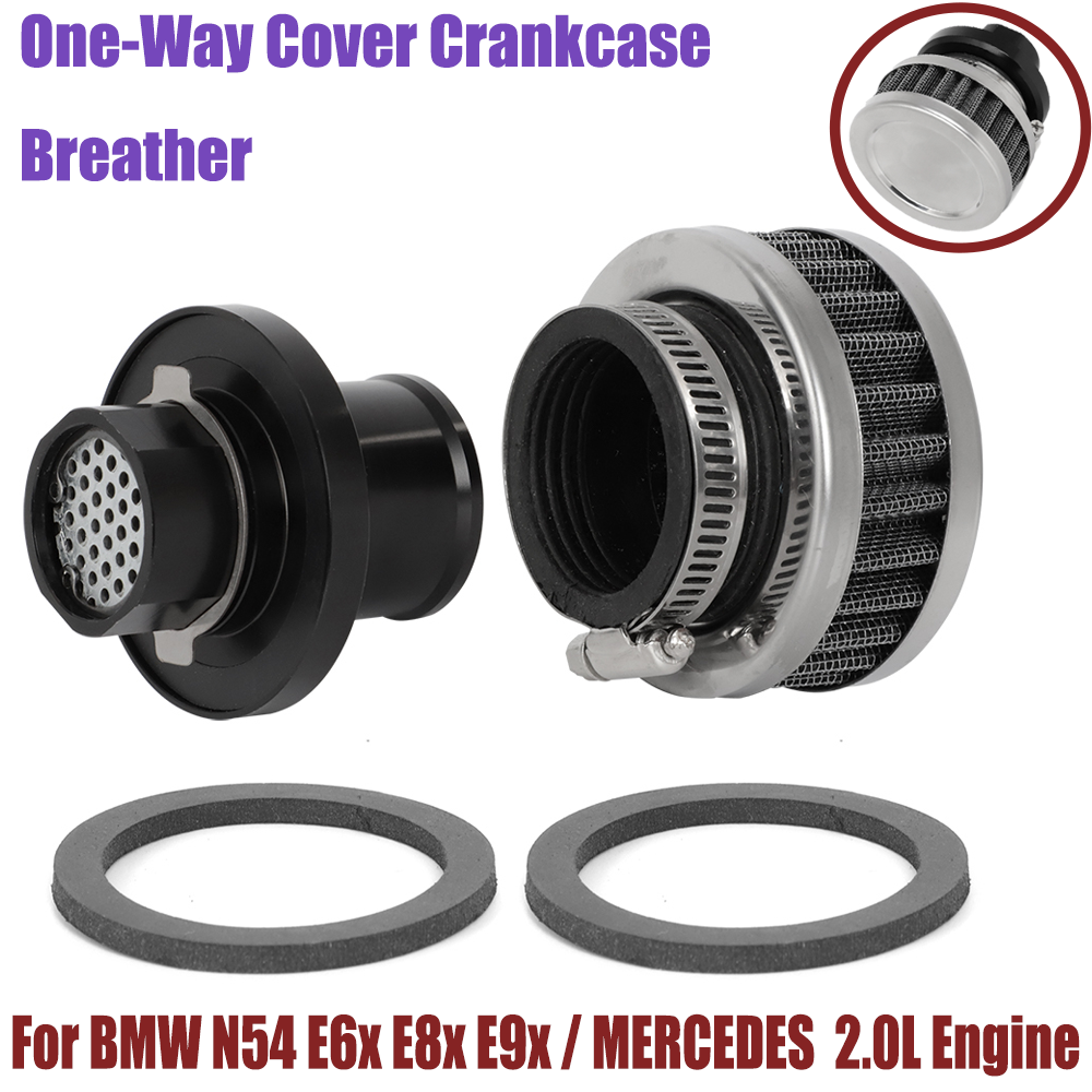 For BMW N54 E6X E8X E9X 2 Prong Oil Fill Cap One-Way Cover Crankcase Breather | Black | Anodized ...