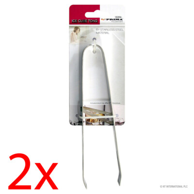 2 X STAINLESS STEEL ICE CUBE CLIPPER TONG KITCHEN UTENSIL TOOL SERVING ...