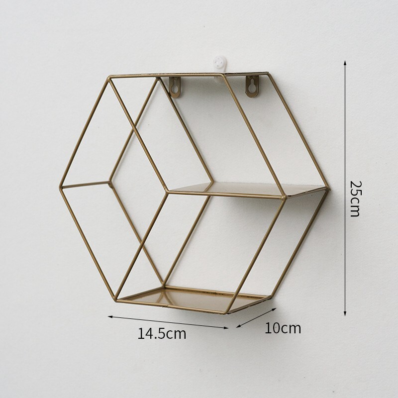 Wire Wall Shelf Metal Hexagon Storage Rack Round Wall Display Floating ...