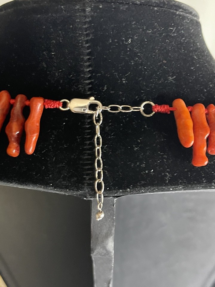 Sterling silver hand knotted red coral branch twig necklace | eBay