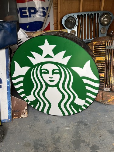 VINTAGE ORIGINAL GROCERS ADVERTISING STARBUCKS COFFEE SIGN with box ...